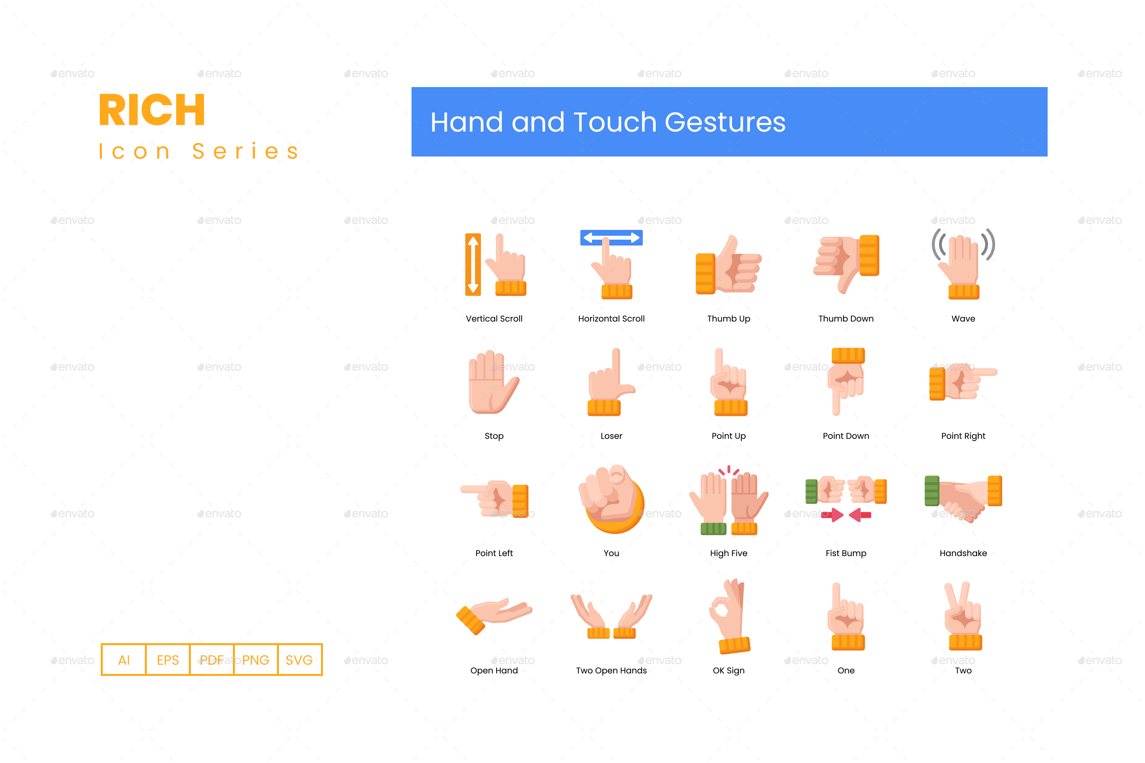 60 Hand and Touch Gestures Icons | Rich Series, Icons | GraphicRiver